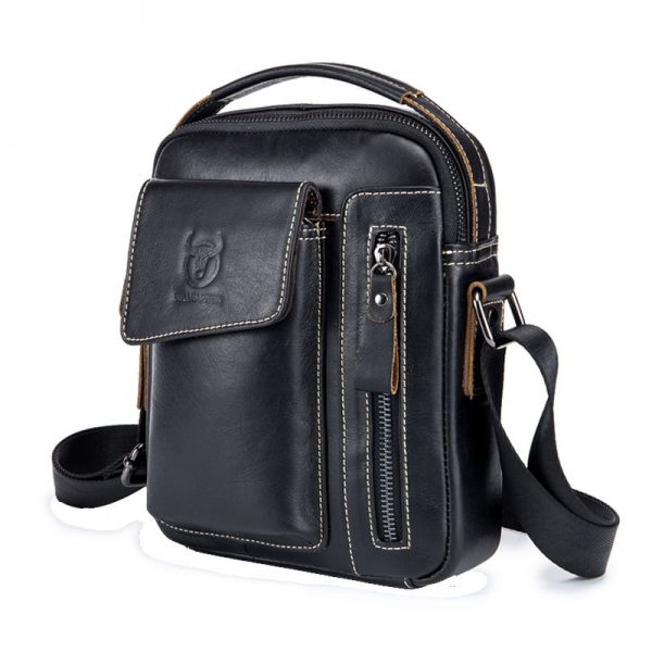 Bull Captain Leather Men Small Shoulder Crossbody Bag Travel Handbag ...