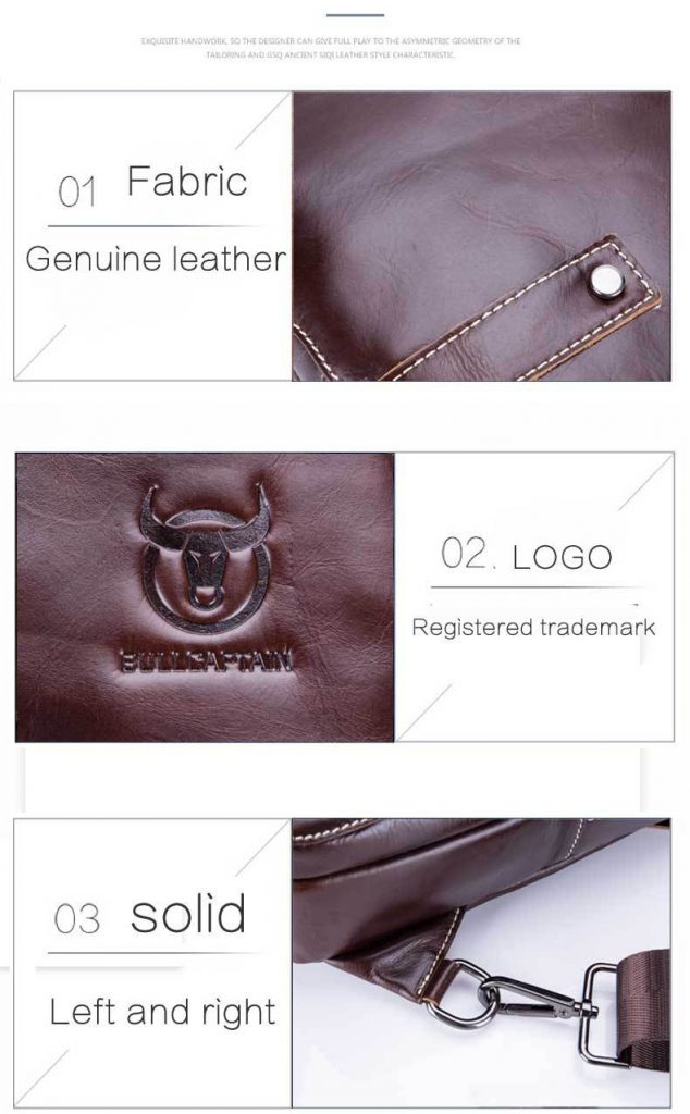 Bull Captain Men Leather Sling Bag for Men Chest Bags Crossbody Pack ...